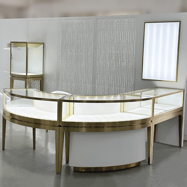 MT42 Curved Jewellery Display Counter with Base Cabinet – TUTU DISPLAY